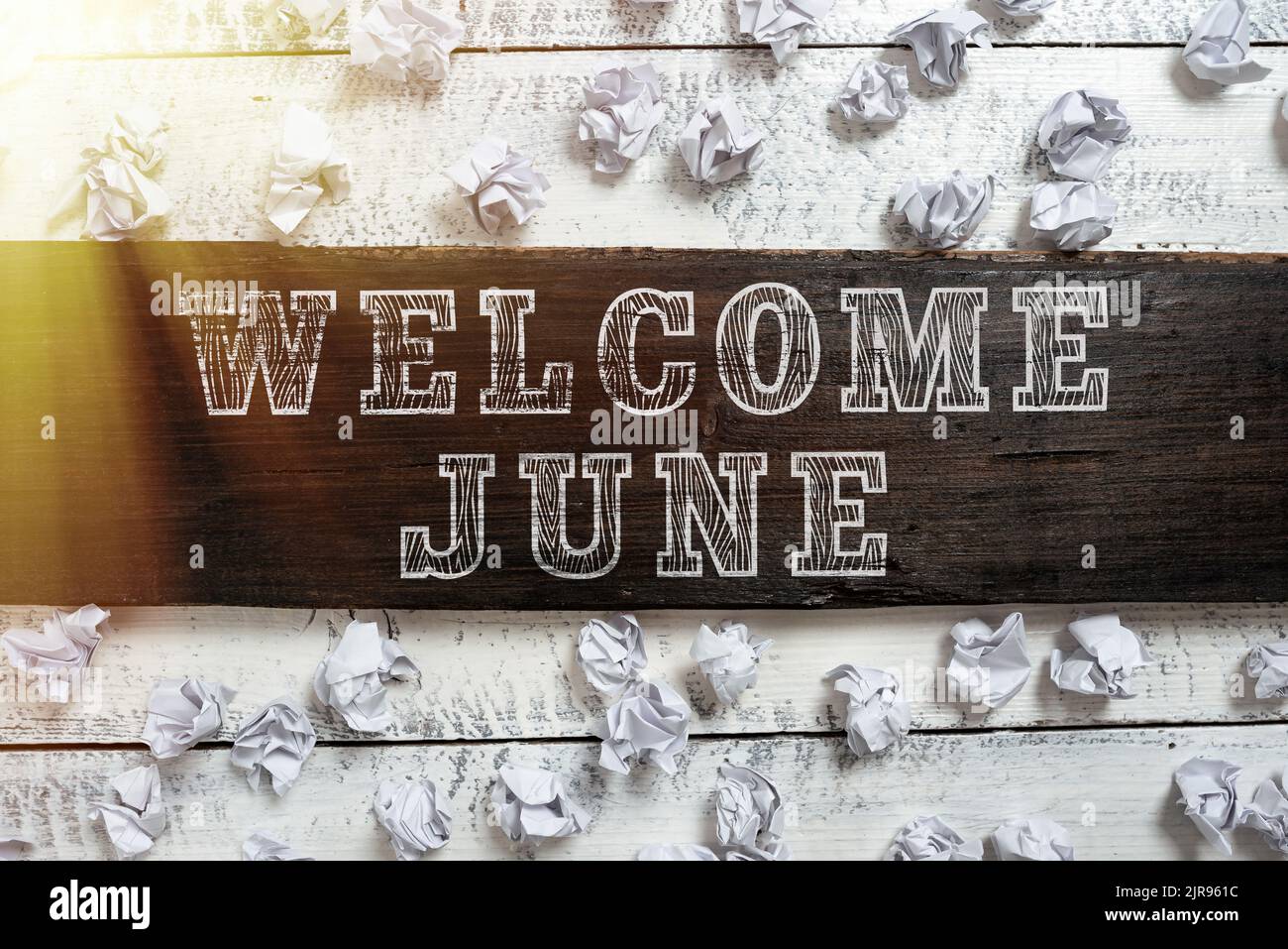 Hand writing sign Welcome June. Conceptual photo Calendar Sixth Month ...