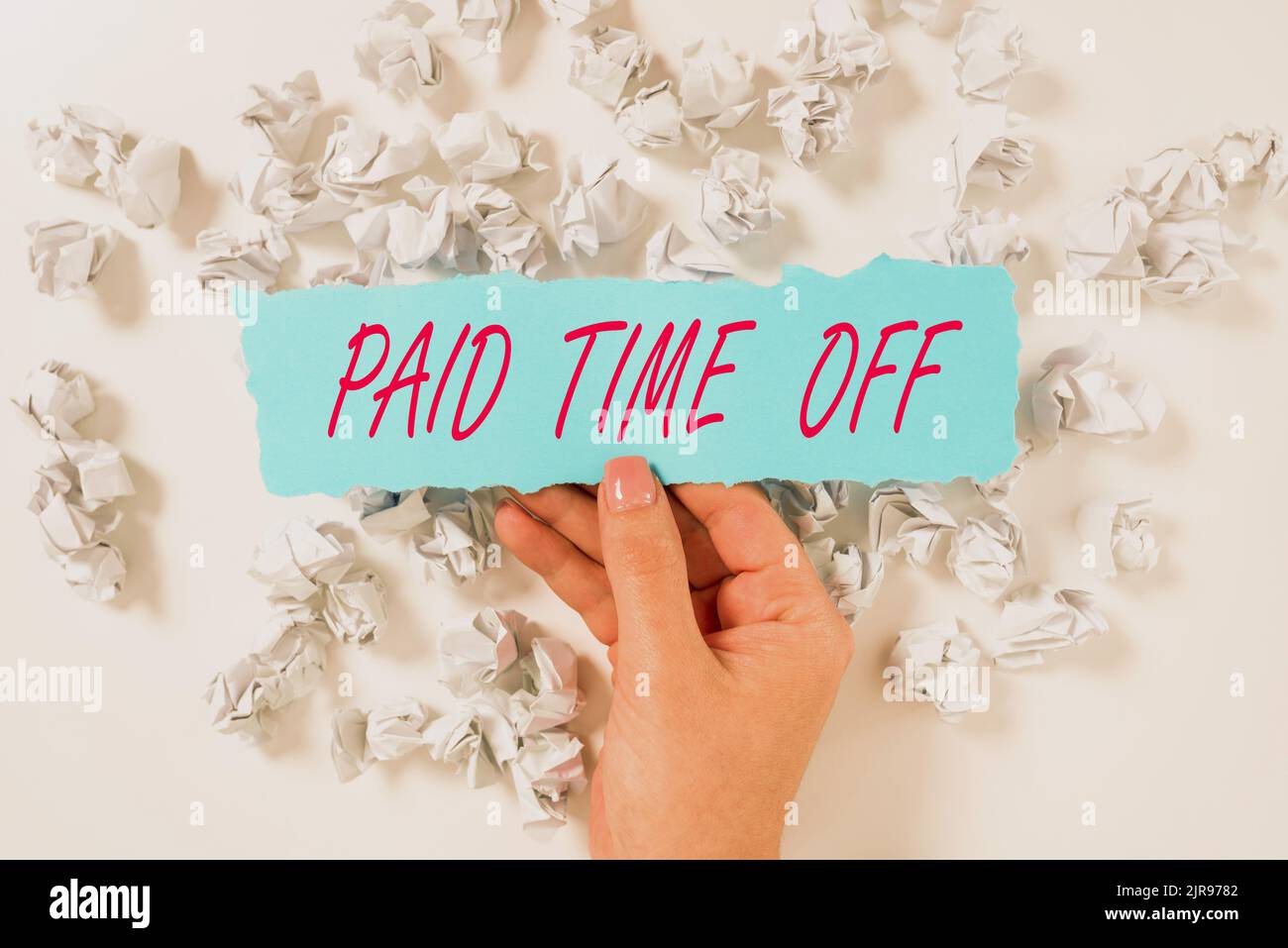 Hand writing sign Paid Time Off. Word for Receiving payments for not ...
