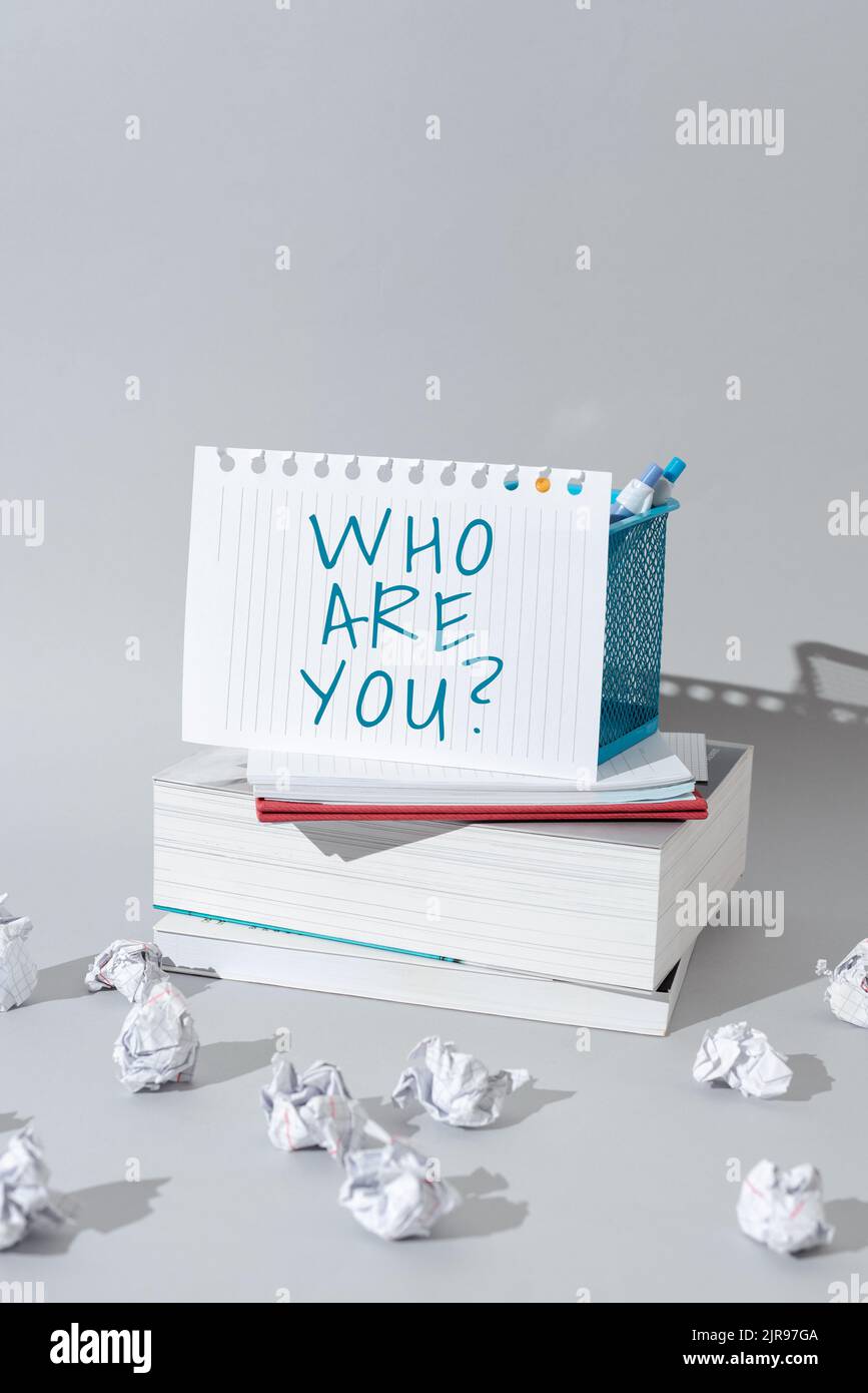 Handwriting text Who Are You. Word Written on Introduce Identify ...