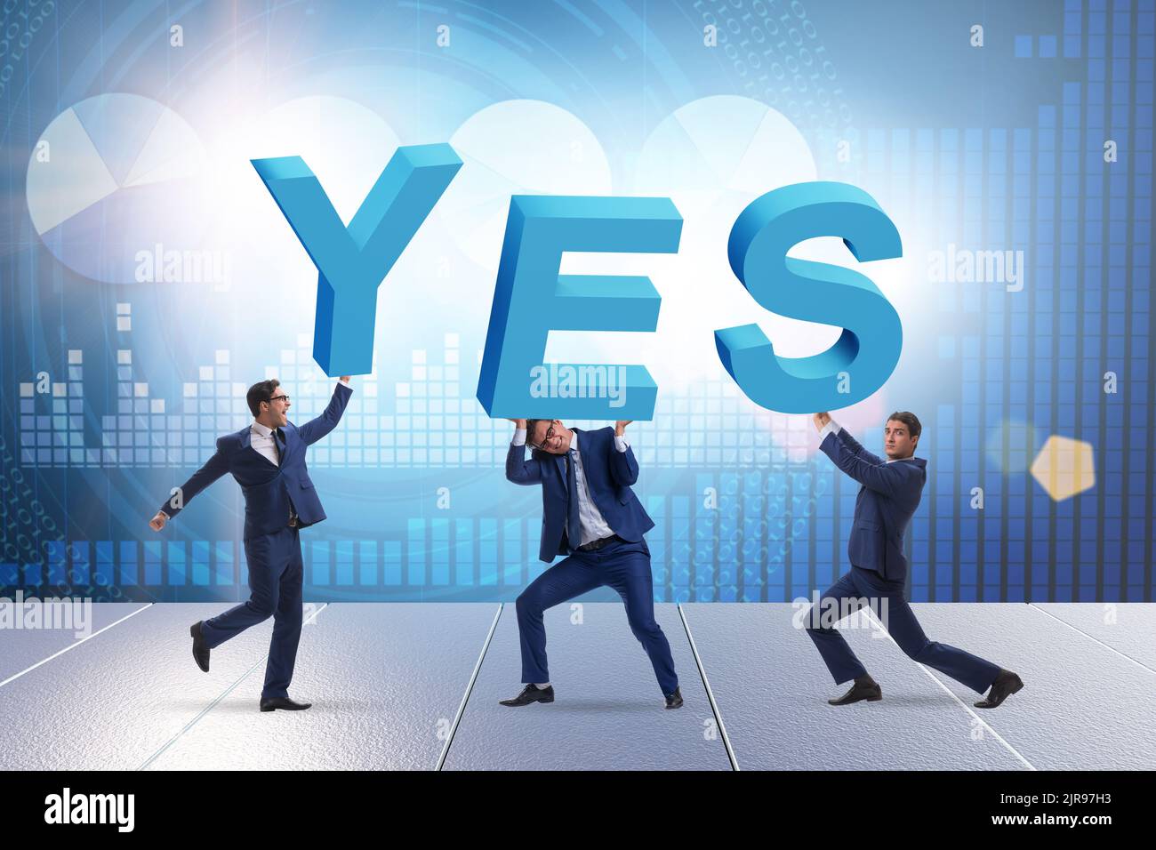 Businessmen in yes positive answer concept Stock Photo - Alamy