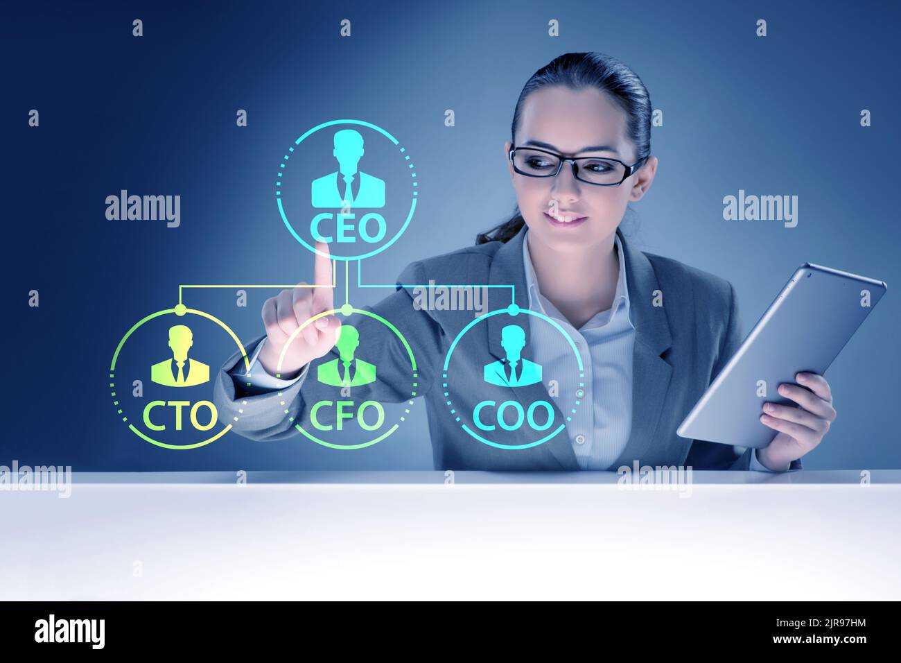 Businesswoman in organisation chart concept Stock Photo - Alamy