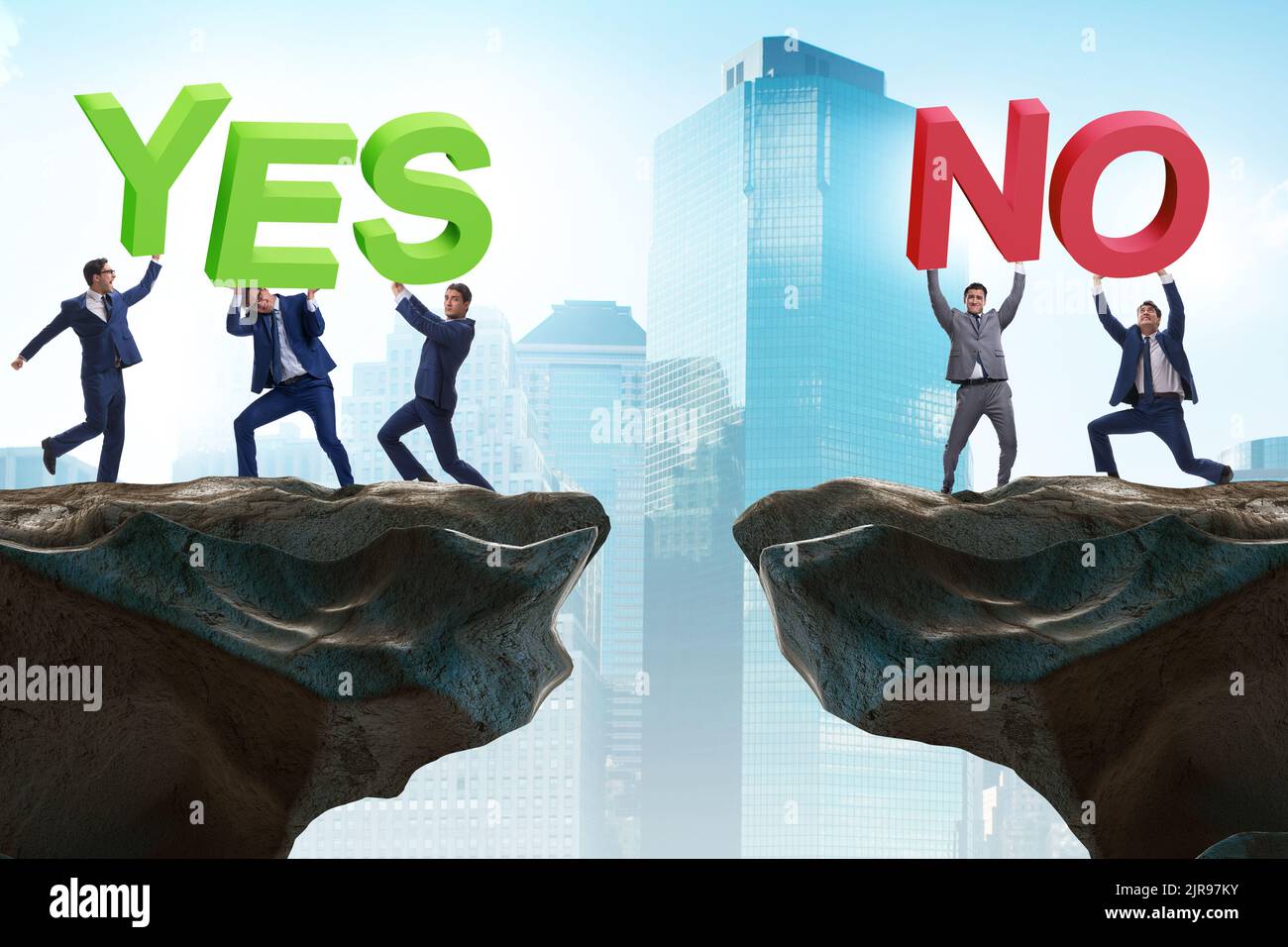 Businessmen in the YES NO concept Stock Photo - Alamy