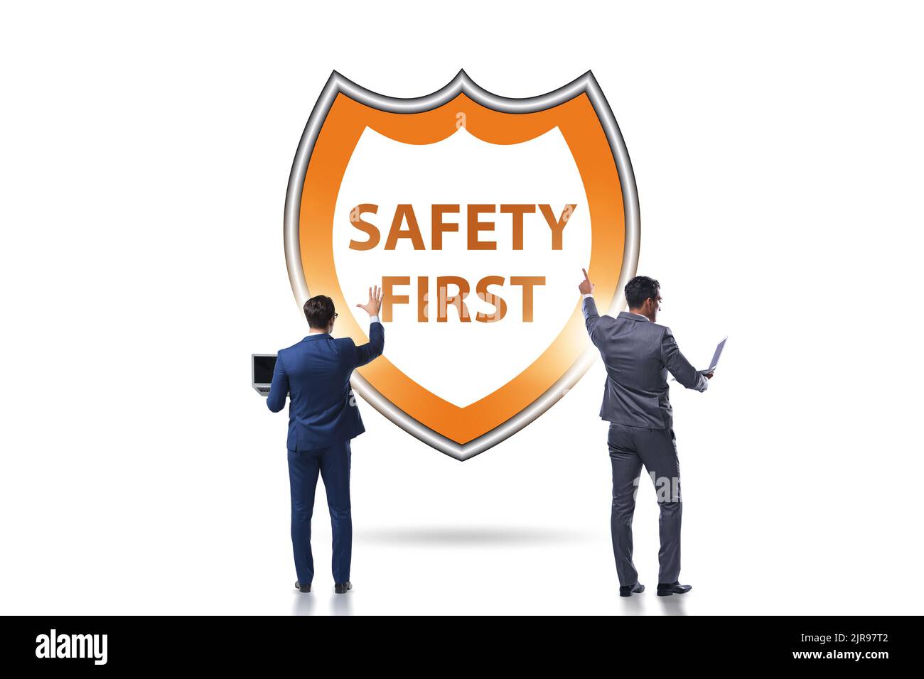 Safety first concept with the businessman Stock Photo - Alamy