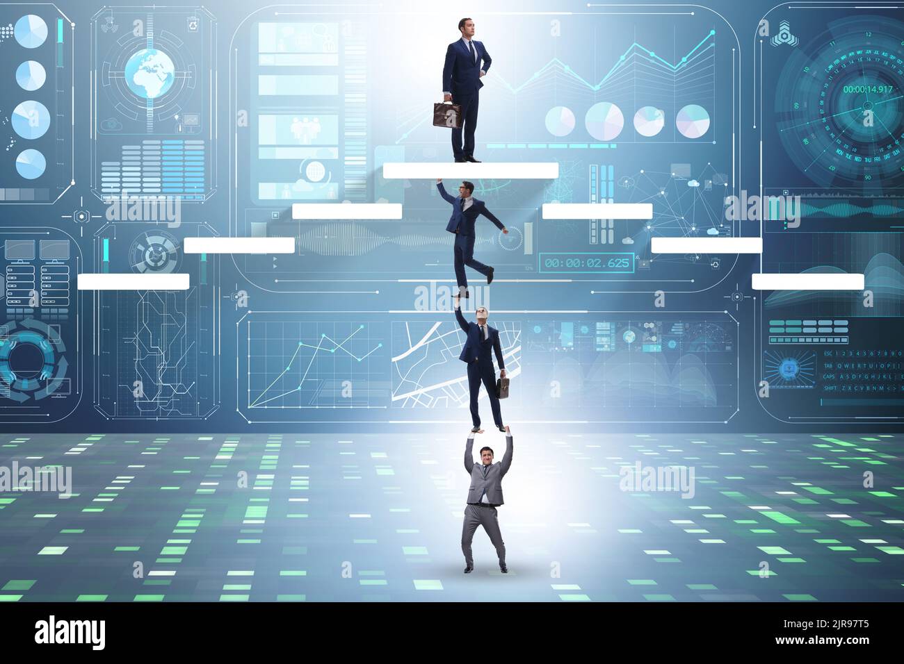 Teamwork concept with the businessmen helping each other Stock Photo ...
