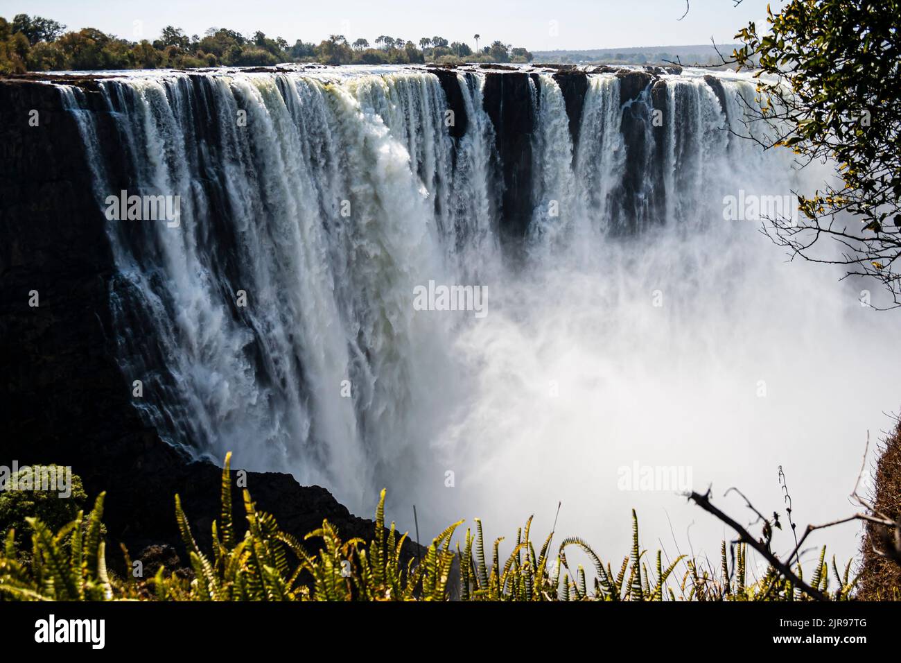 big waterfalls. crushing waters. flowing down cliffs. beautiful nature ...