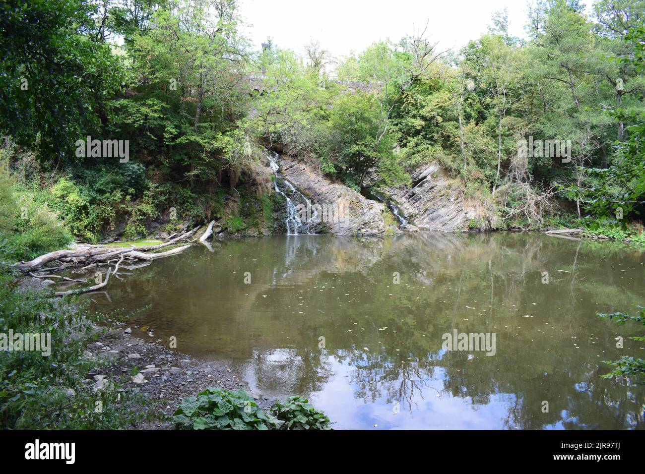 Elz lake and waterfall during the drought 2022 Stock Photo - Alamy