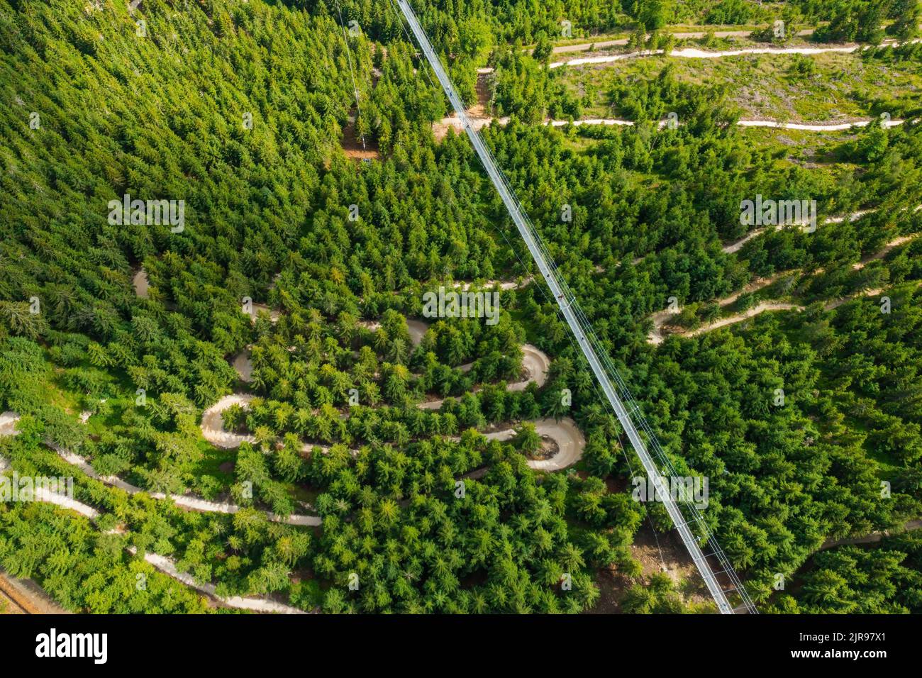 Top view of a Sky Bridge 721 in Dolni Morava in Czech Republic. The ...
