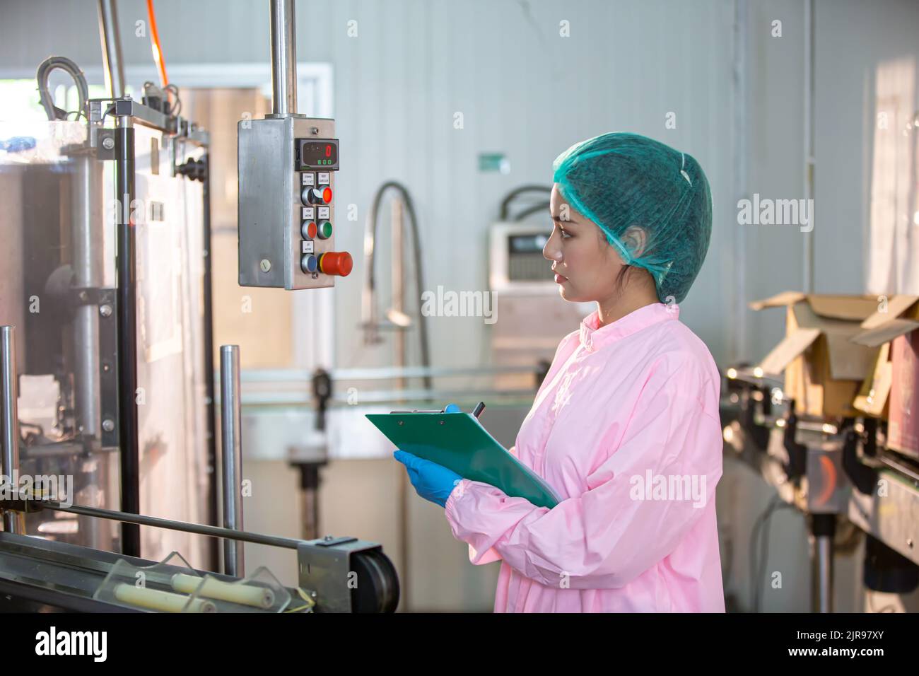 Asian worker labor working in food and beverage for drink industry ...