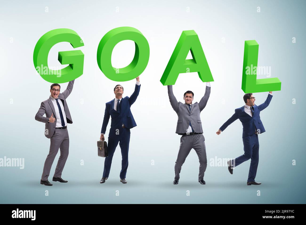 Businessman in the goal concept carrying letters Stock Photo - Alamy