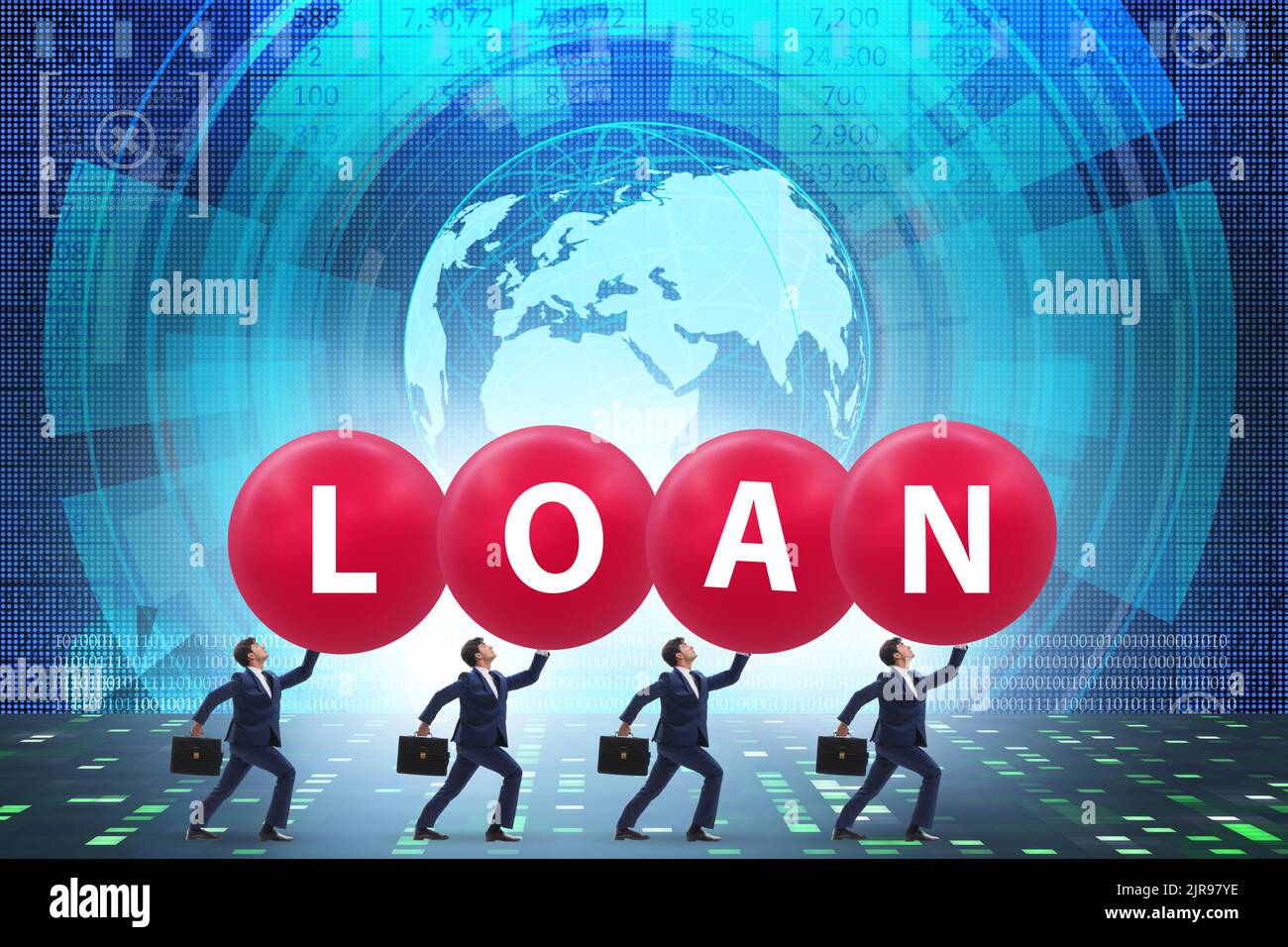 Businessmen in load and debt concept Stock Photo - Alamy