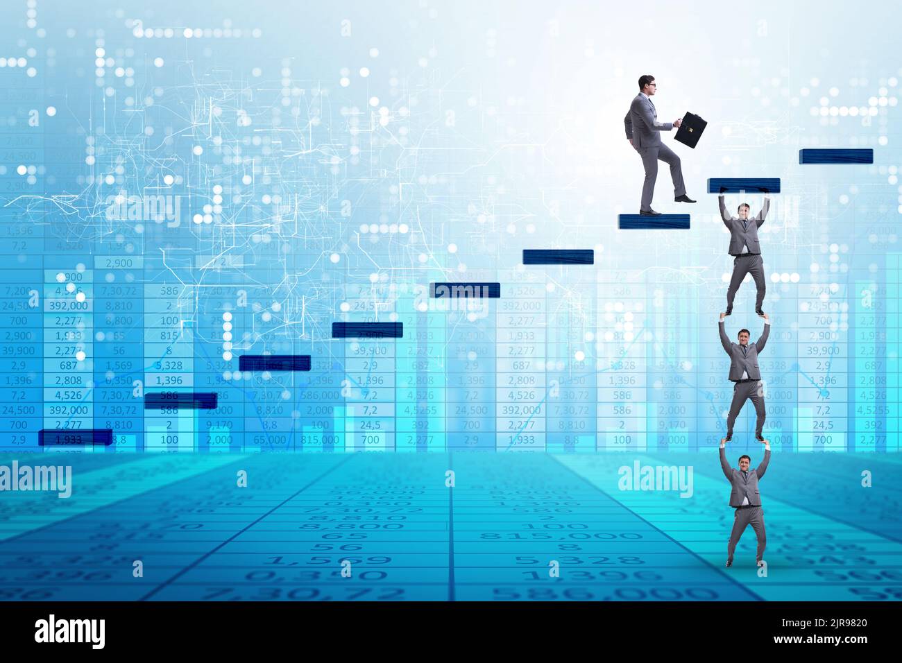 Teamwork concept with the businessmen helping each other Stock Photo ...