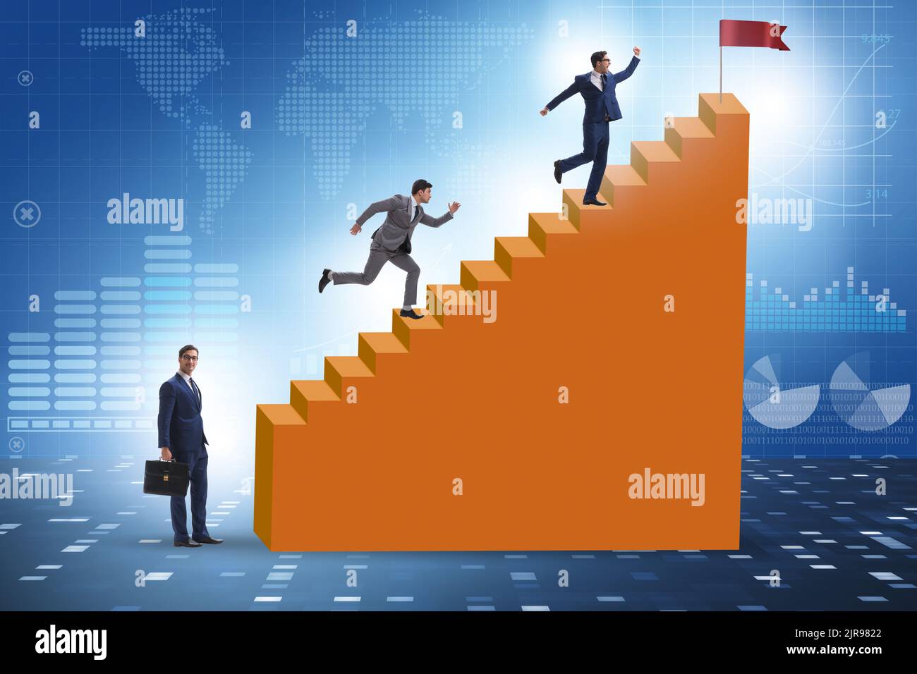 Career ladder concept with businessman Stock Photo - Alamy