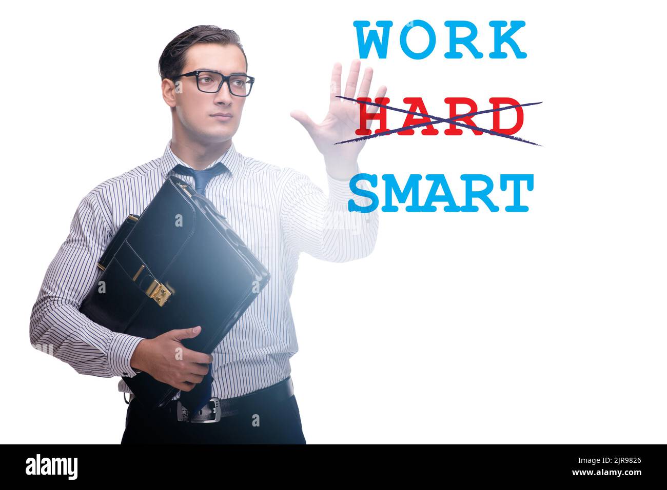 Businessman in the working smart not hard concept Stock Photo - Alamy