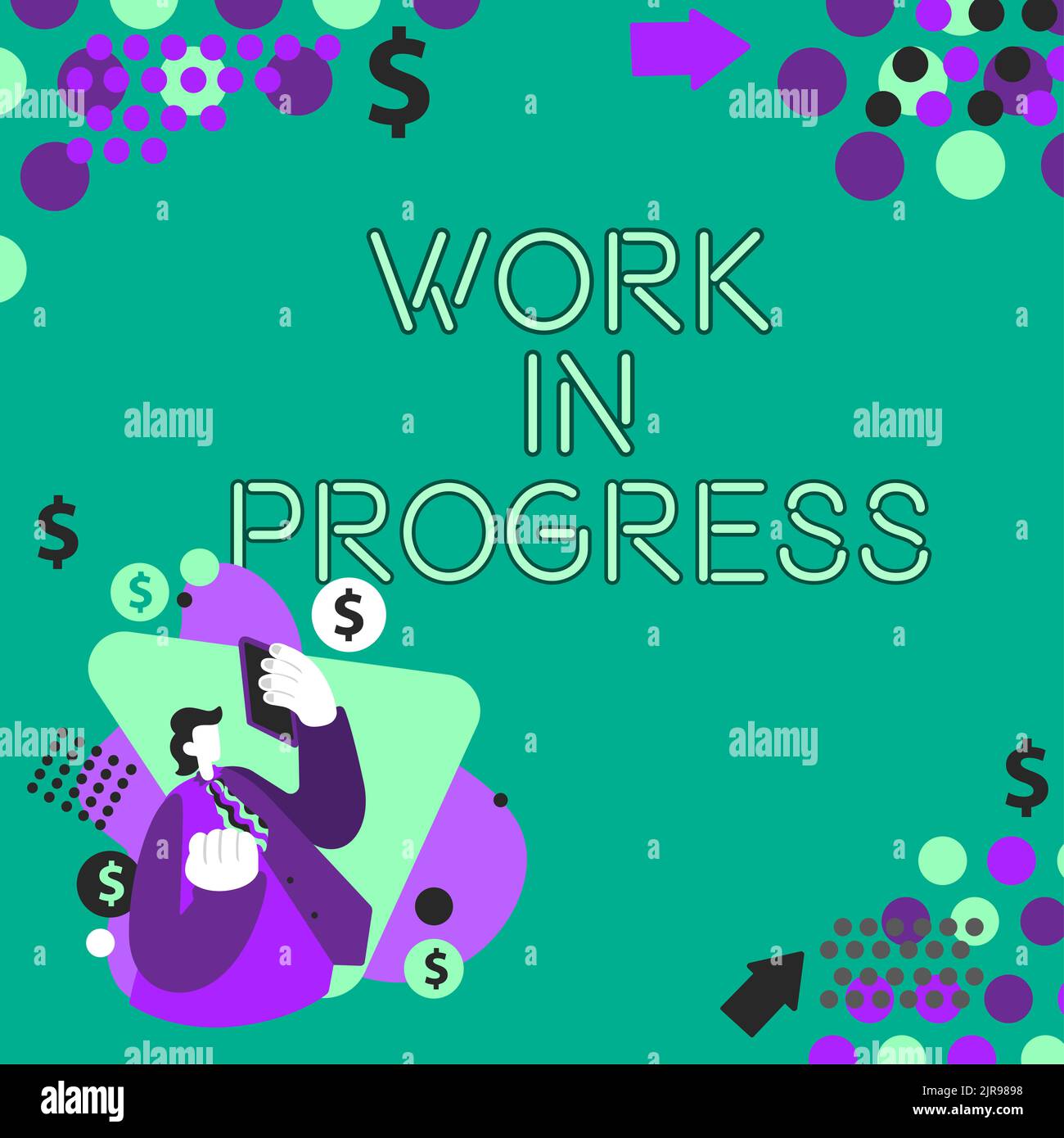 Text caption presenting Work In Progress. Business concept Job still ...