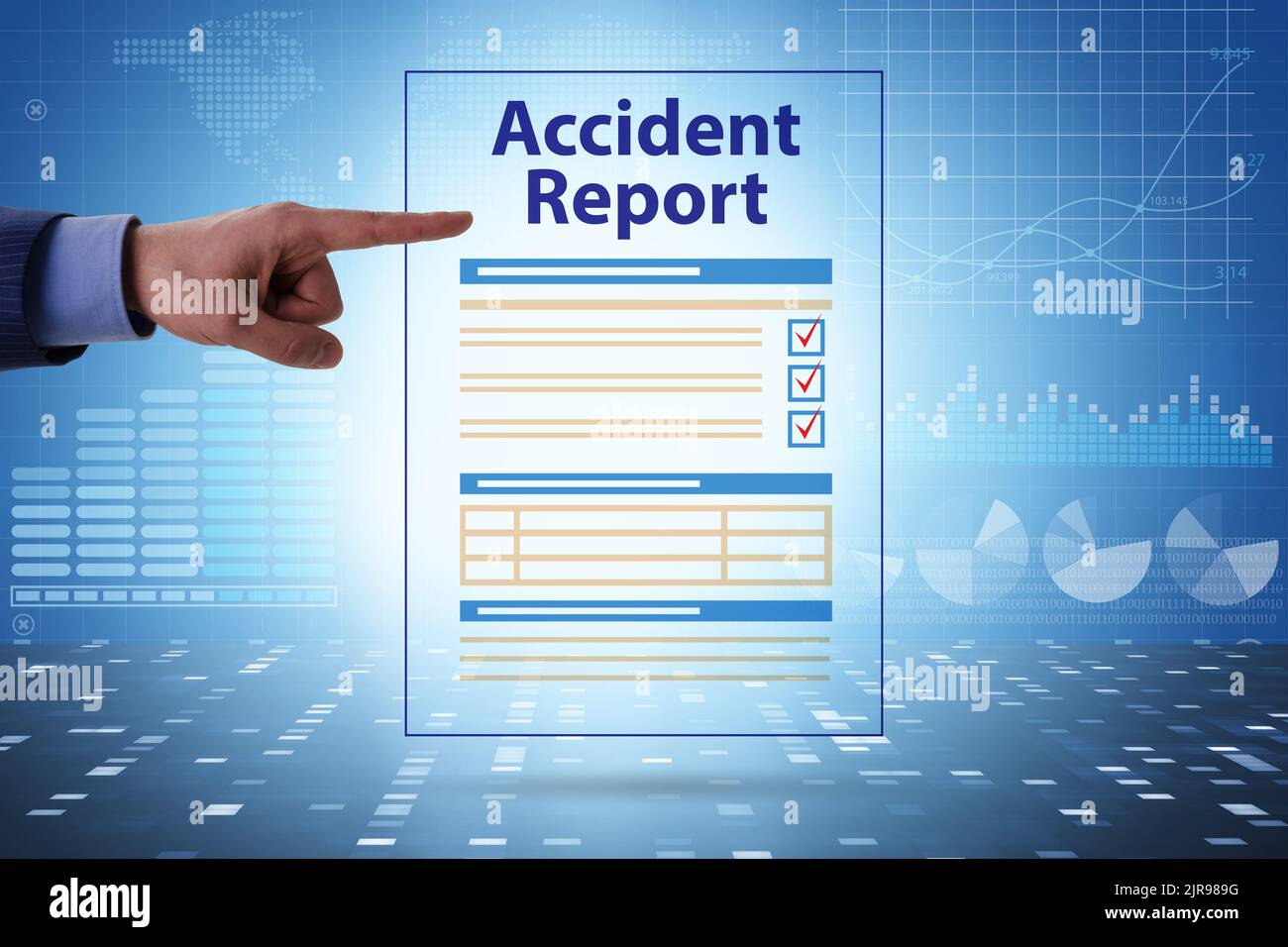 Filling in accident report in the insurance concept Stock Photo - Alamy