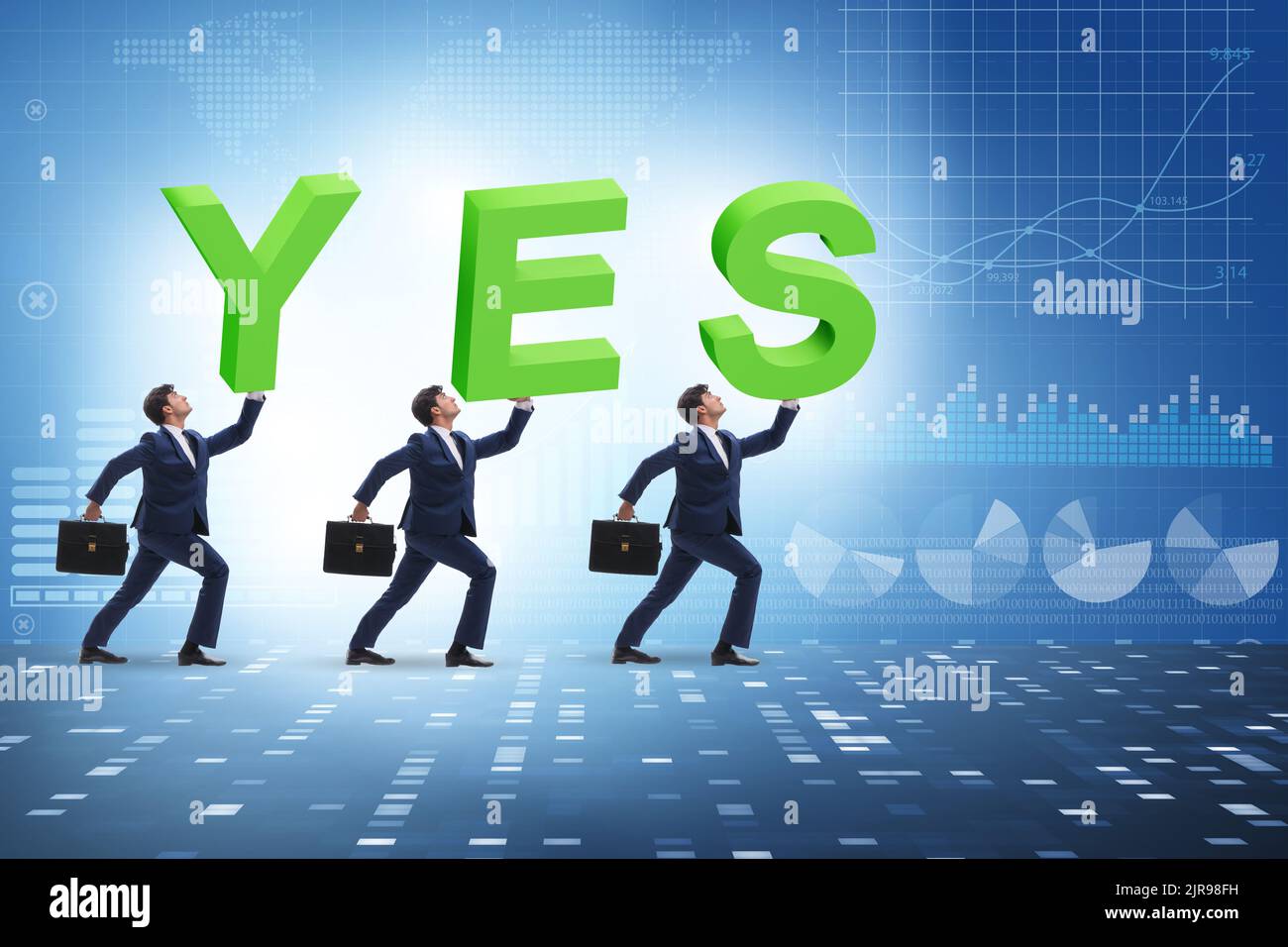 Businessmen in yes positive answer concept Stock Photo - Alamy