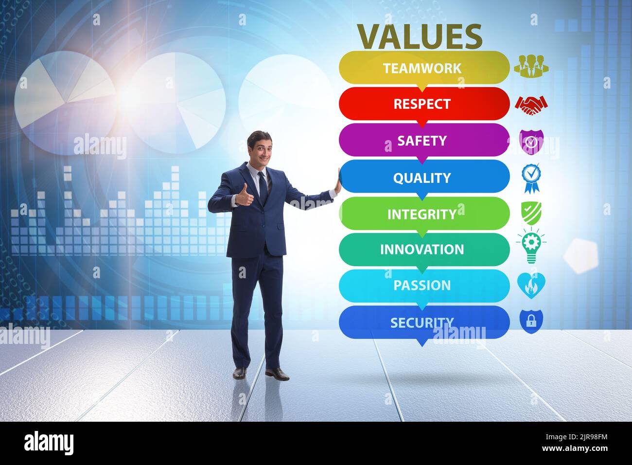 Businessman in corporate values concept Stock Photo - Alamy