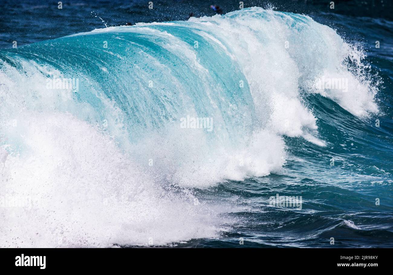 big blue wave in the ocean Stock Photo - Alamy