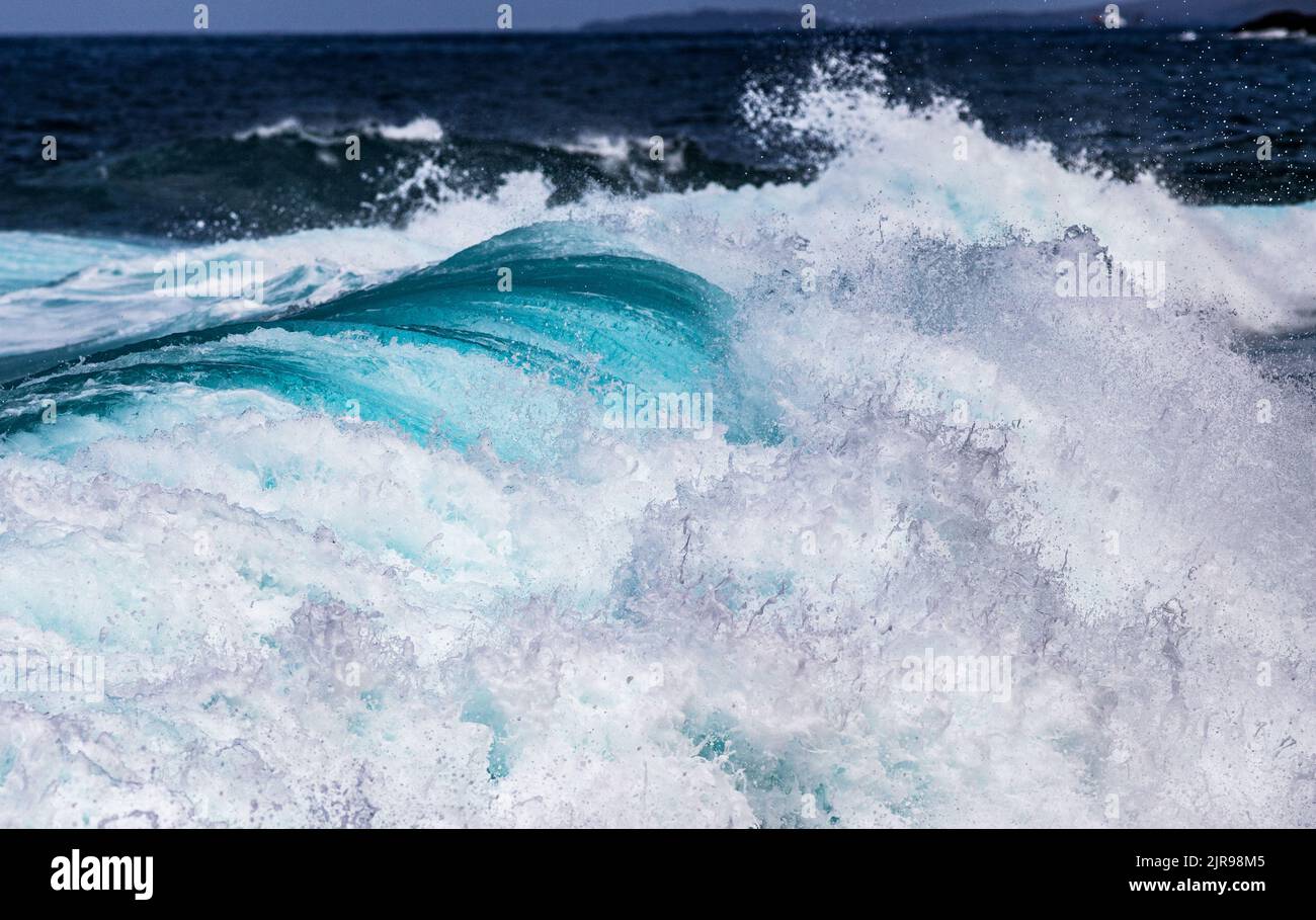 big blue wave in the ocean Stock Photo - Alamy
