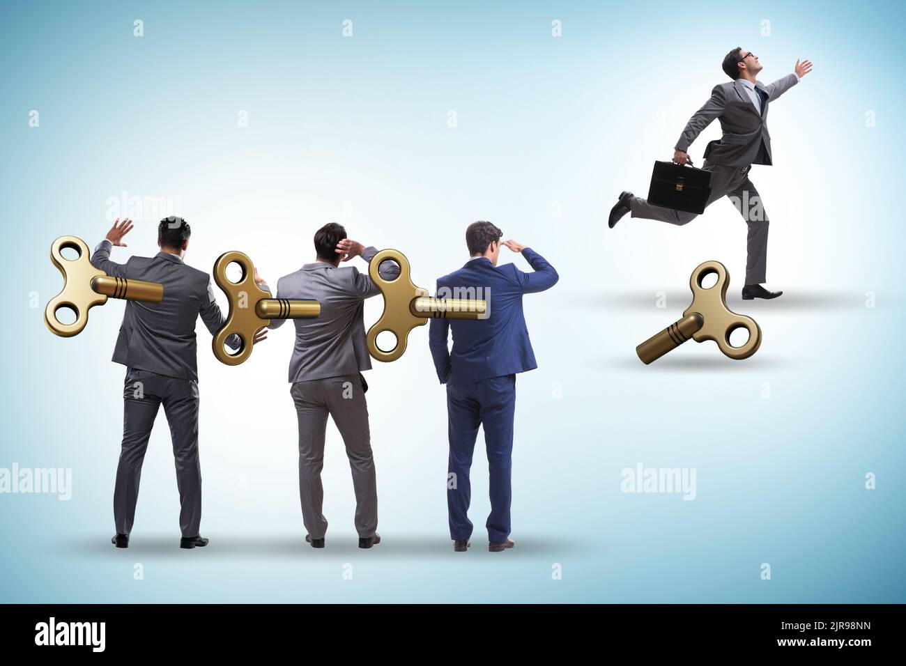 Concept of businessman escaping from the office routine Stock Photo - Alamy