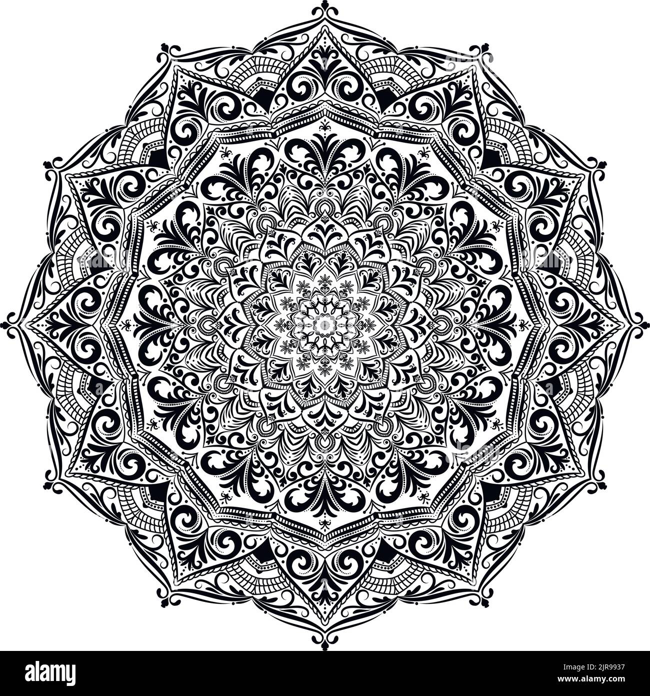 Circular pattern in form of mandala for Henna, Mehndi, tattoo ...