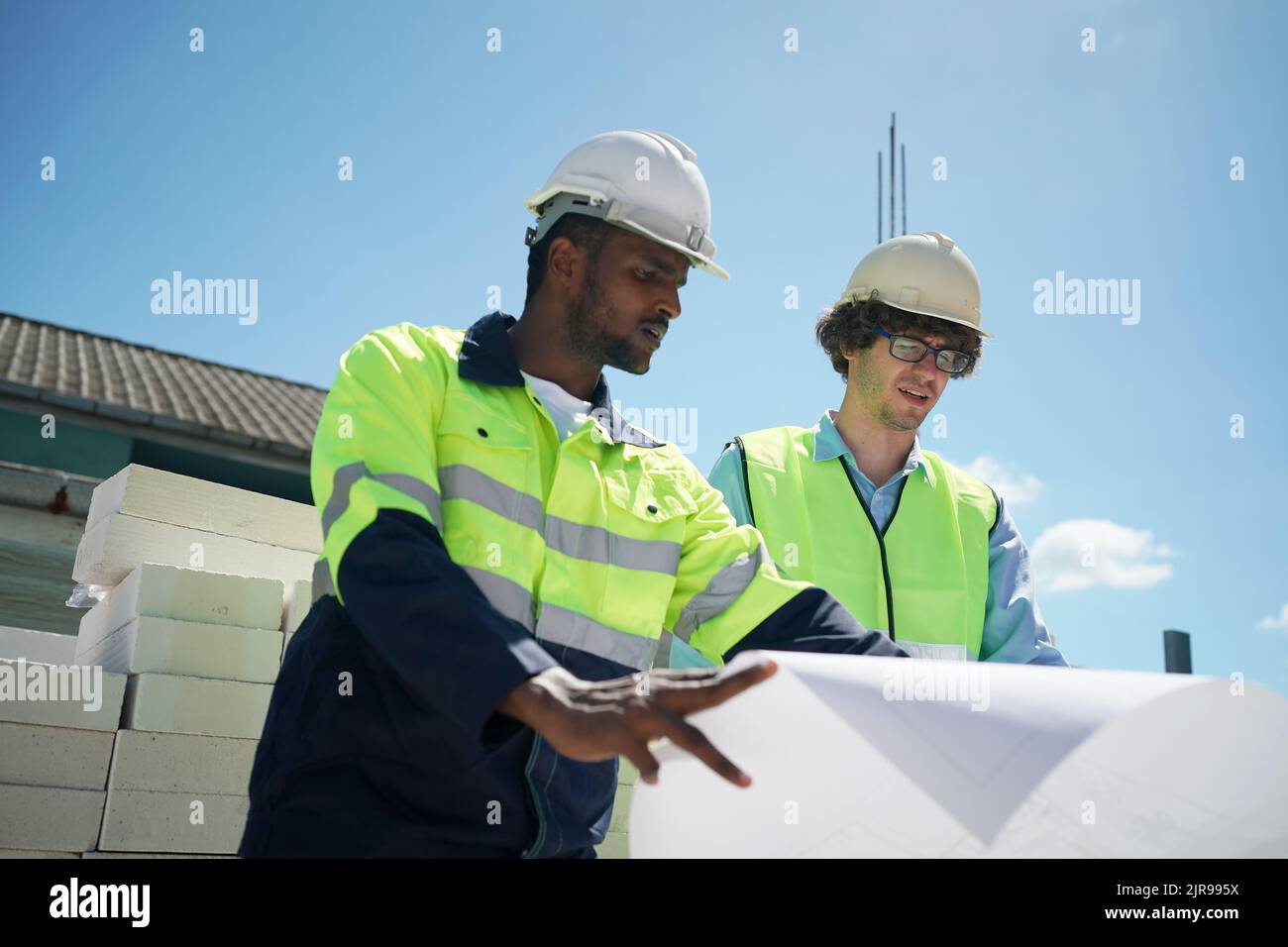 Residential Building. Construction Industry. Caucasian Contractor in ...