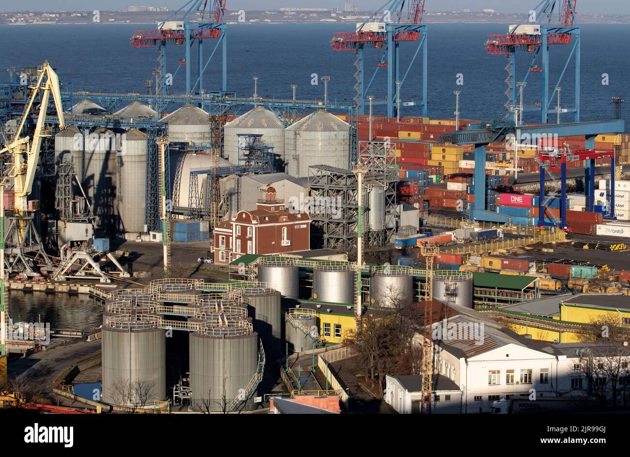 ODESSA, UKRAINE-NOVEMBER 27, 2021: Odessa commercial sea port in ...