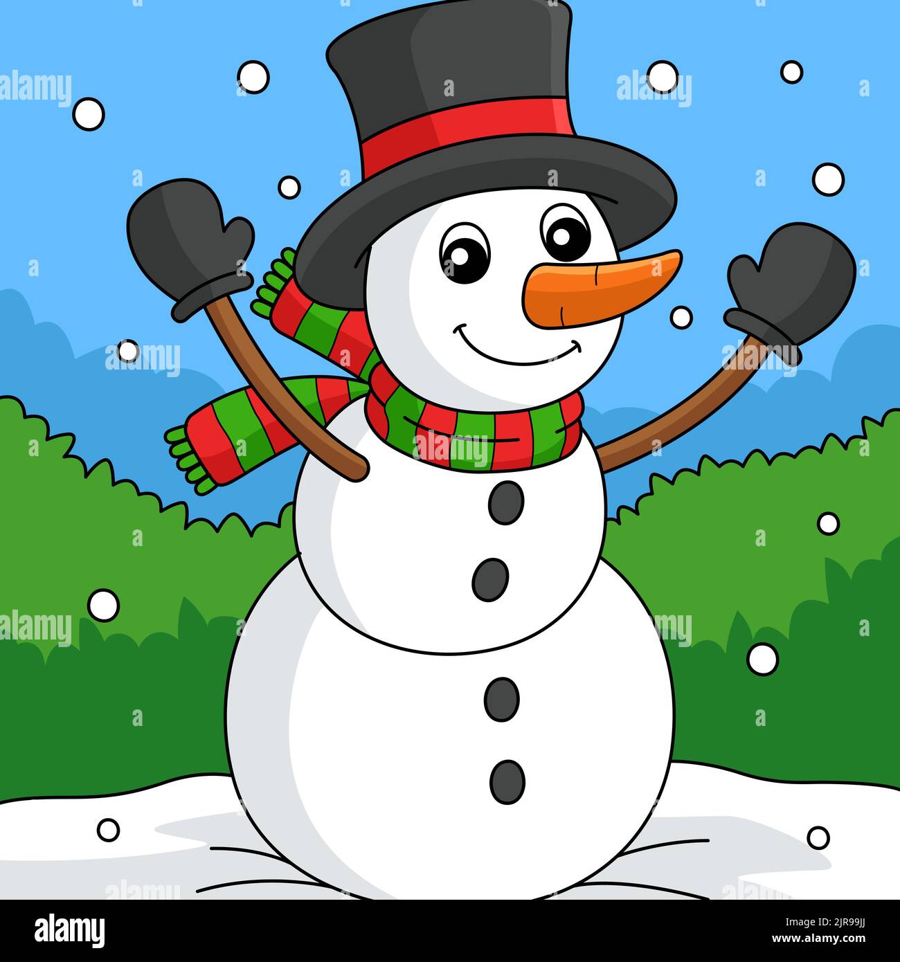 Snowman Christmas Colored Cartoon Illustration Stock Vector Image & Art ...