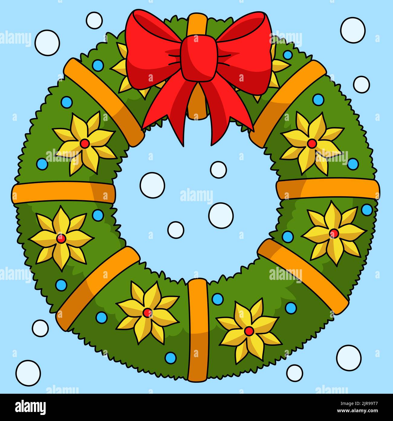 Christmas Wreath Colored Cartoon Illustration Stock Vector Image & Art ...