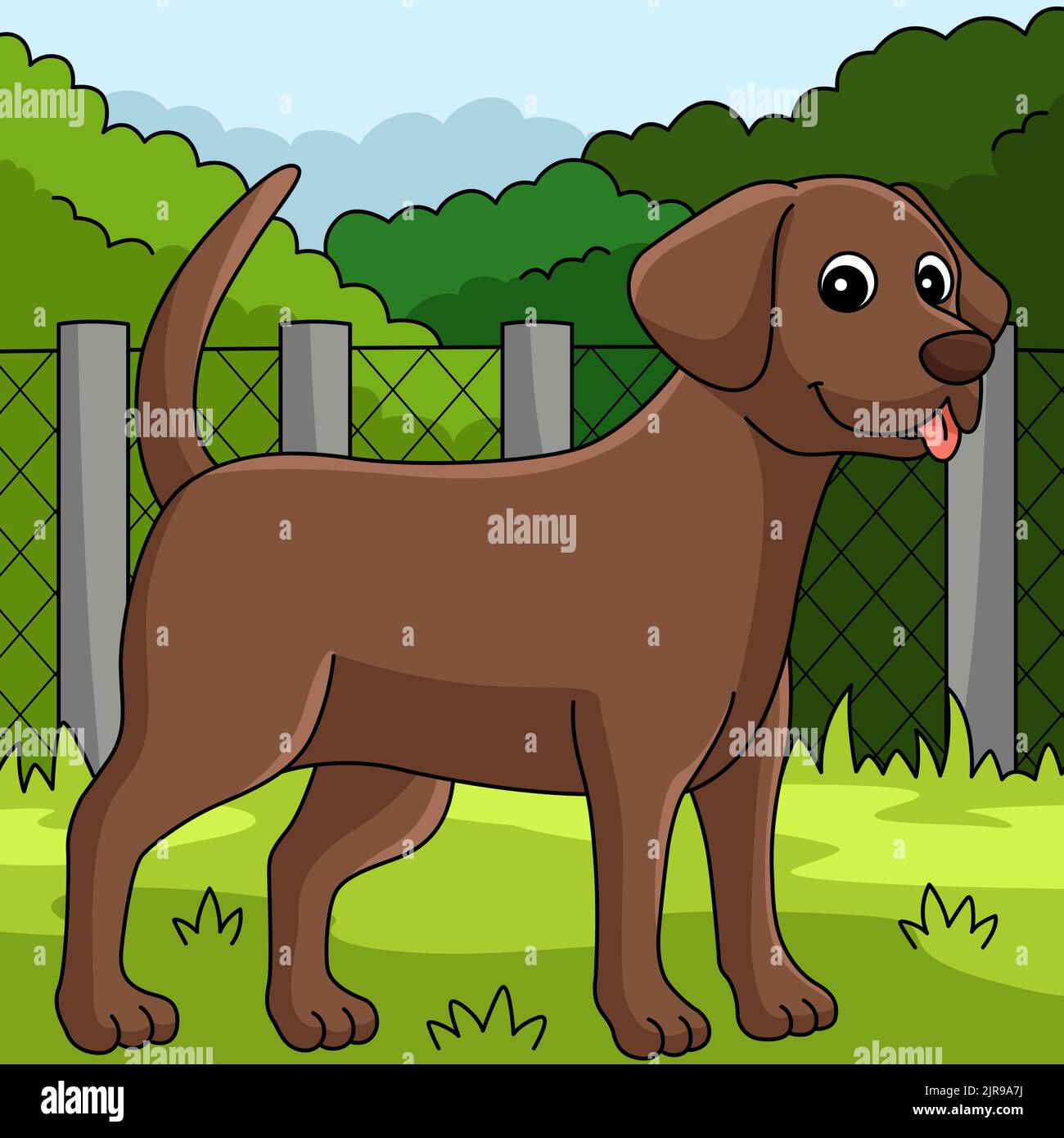 Chocolate Lab Dog Colored Cartoon Illustration Stock Vector Image & Art ...