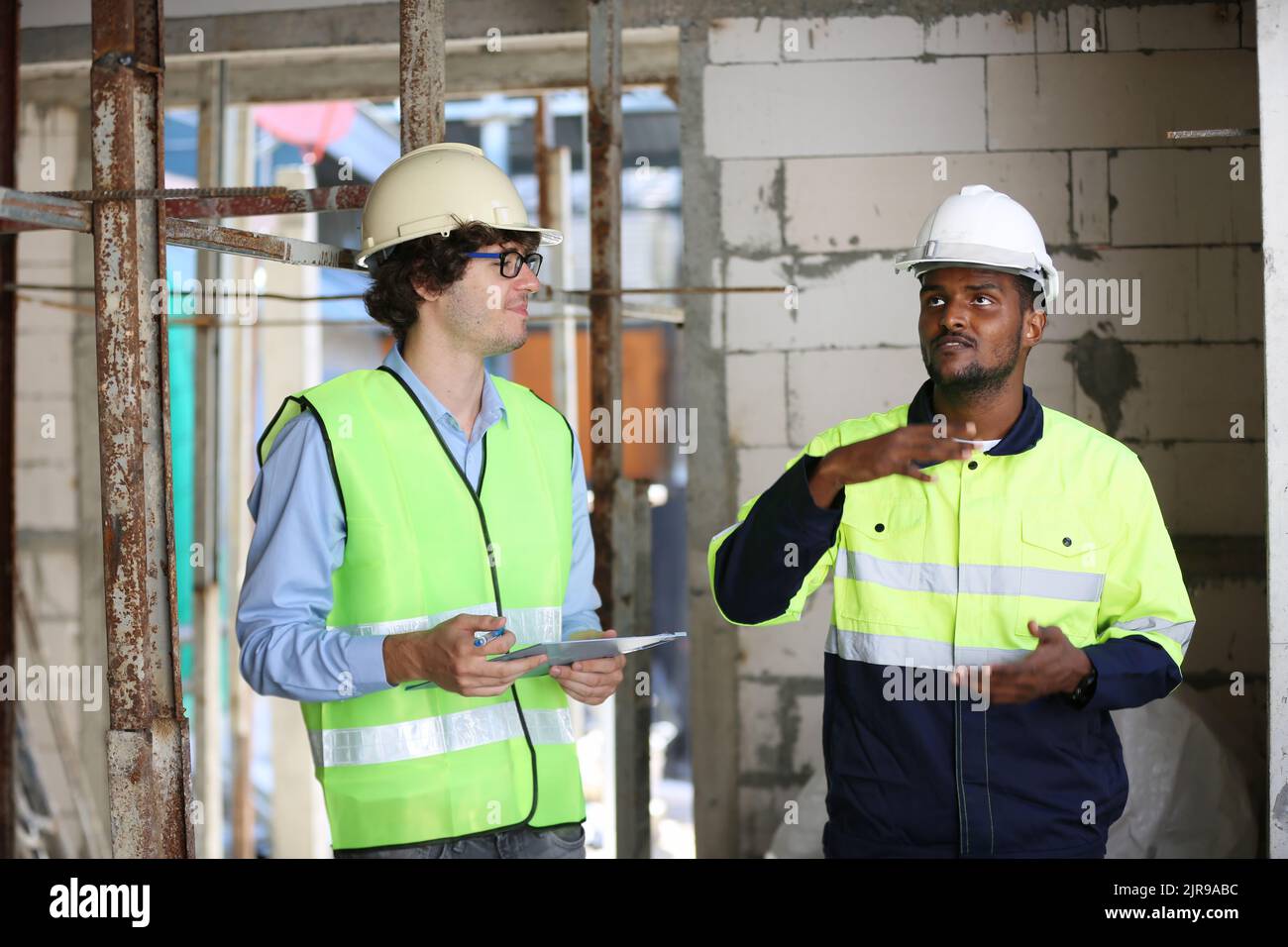 Residential Building. Construction Industry. Caucasian Contractor in ...