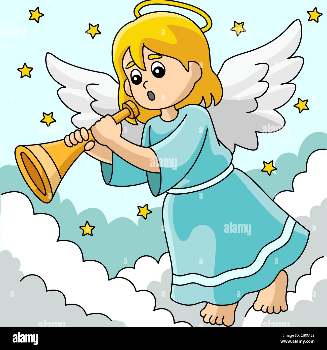 Christmas Angel Colored Cartoon Illustration Stock Vector Image & Art ...