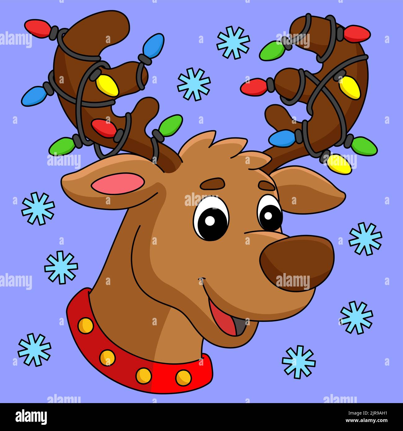 Christmas Reindeer Head Colored Cartoon Stock Vector Image & Art - Alamy