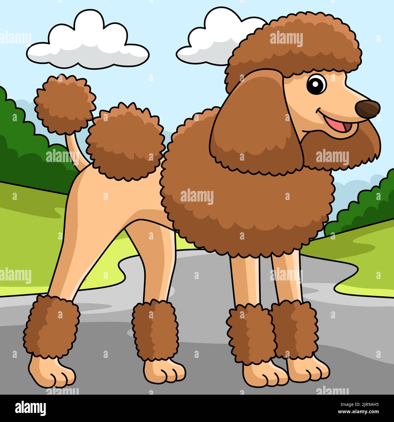 Poodle Dog Colored Cartoon Illustration Stock Vector Image & Art - Alamy