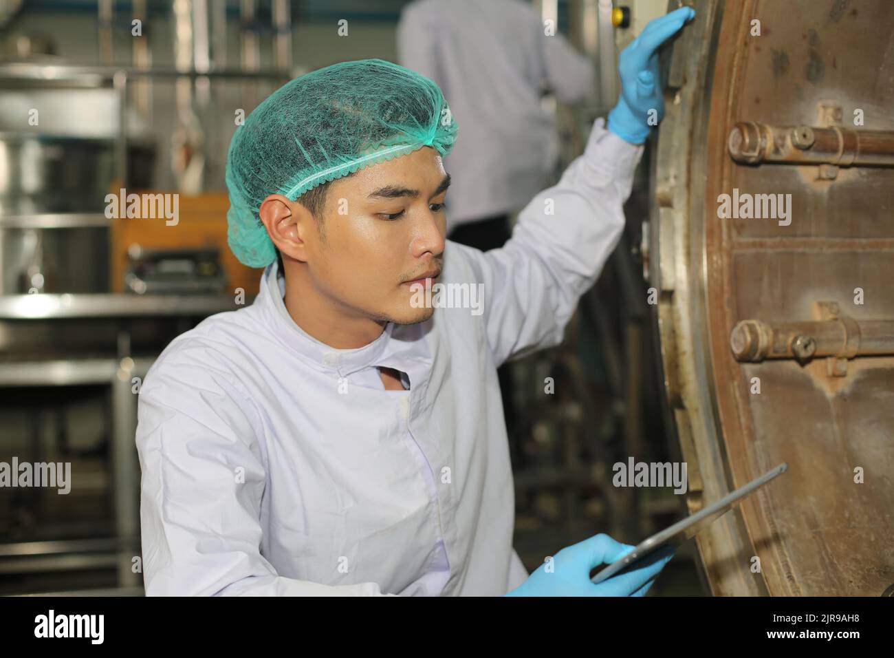 Asian worker labor working in food and beverage for drink industry ...