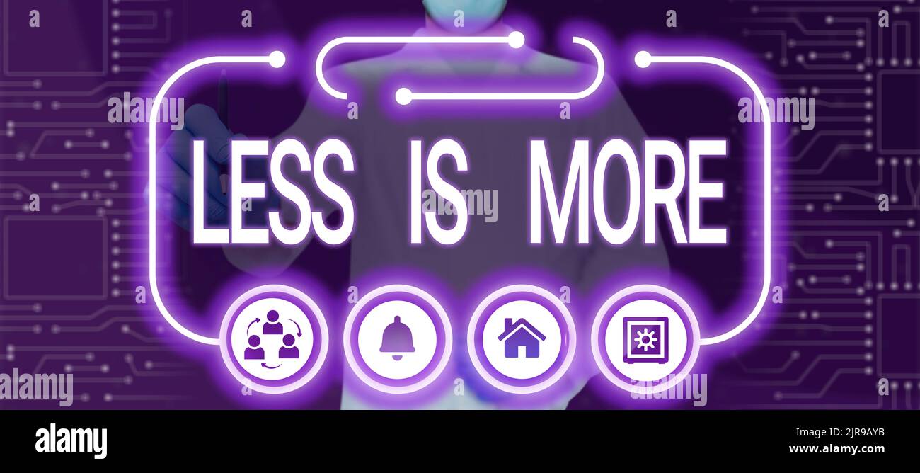 Text caption presenting Less Is More. Business showcase Minimalist ...