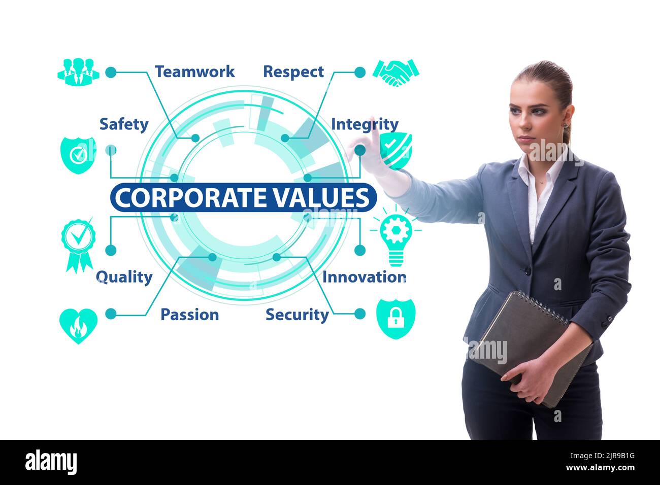 Businesswoman in corporate values concept Stock Photo - Alamy