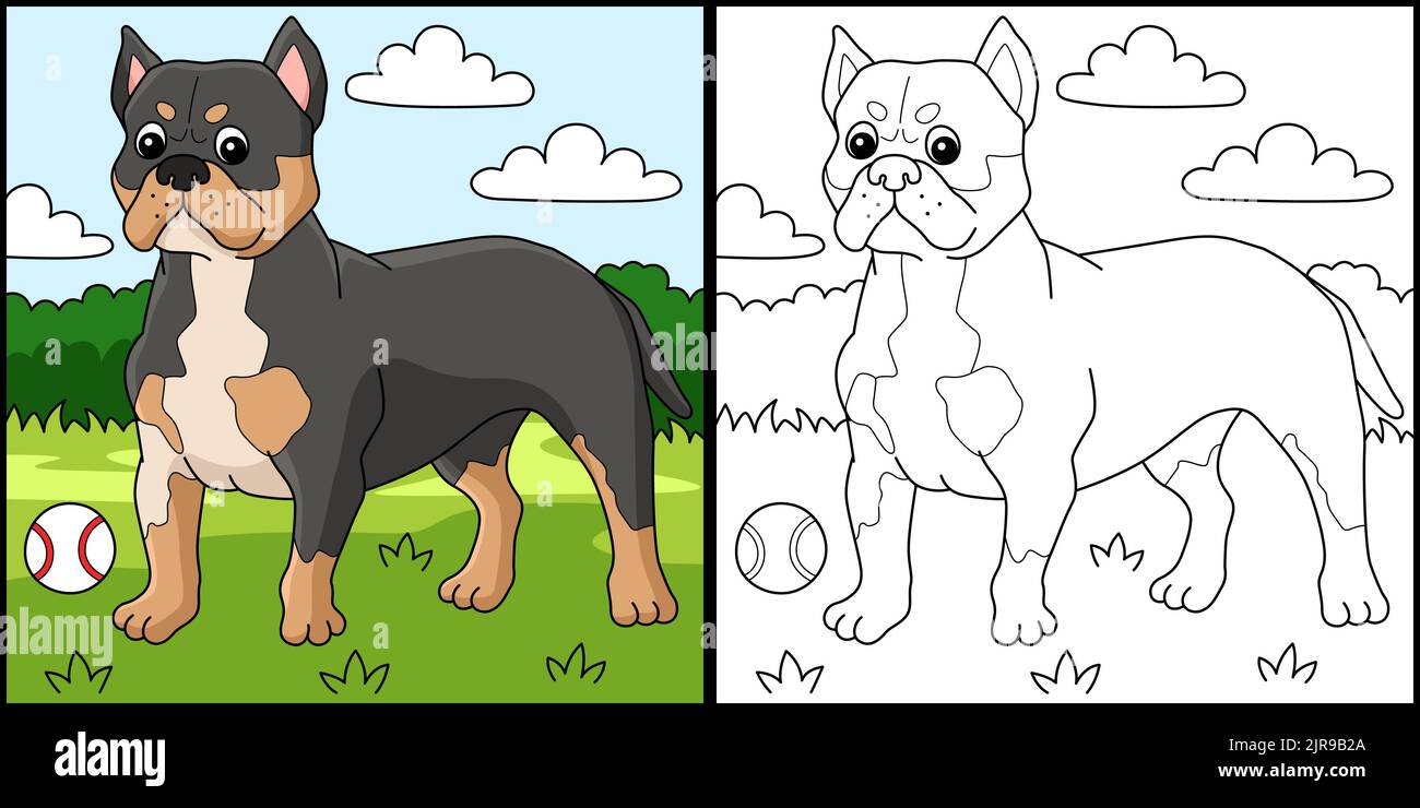 American Bully Dog Coloring Page Illustration Stock Vector Image & Art ...