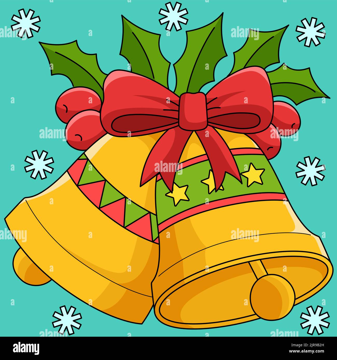Christmas Bell Colored Cartoon Illustration Stock Vector Image & Art ...