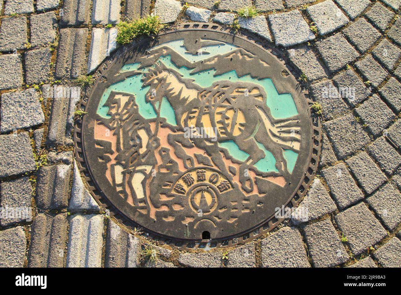 Colorful ditch cover in Nagano city,Ina,Japan Stock Photo - Alamy