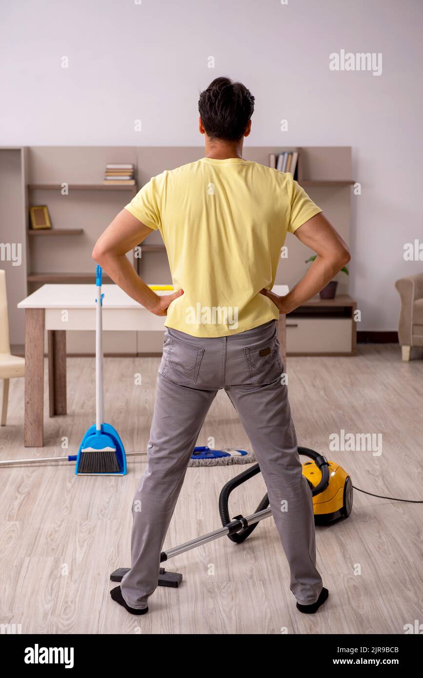 Back view man washing floor hi-res stock photography and images - Alamy