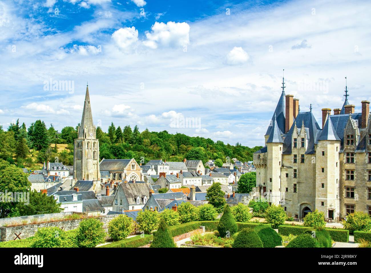 The Langeais castle (Château de Langeais) and the medieval Church of ...