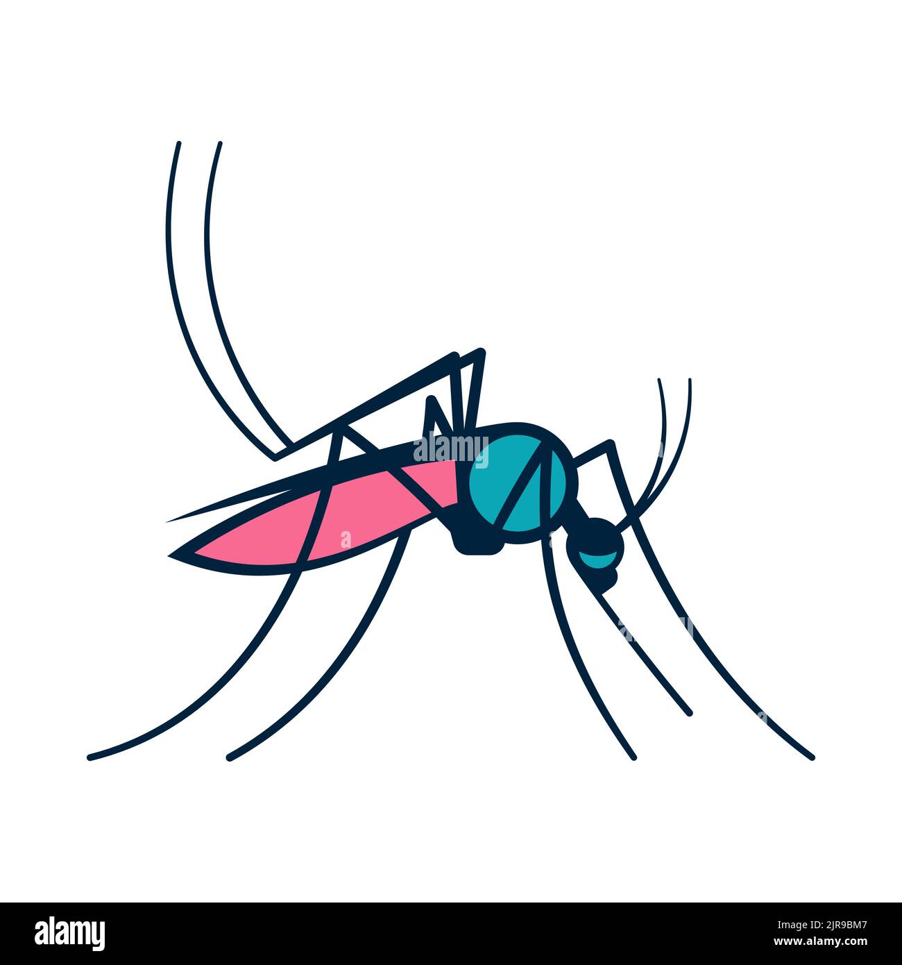 Flat vector illustration of a mosquito is isolated on a white ...
