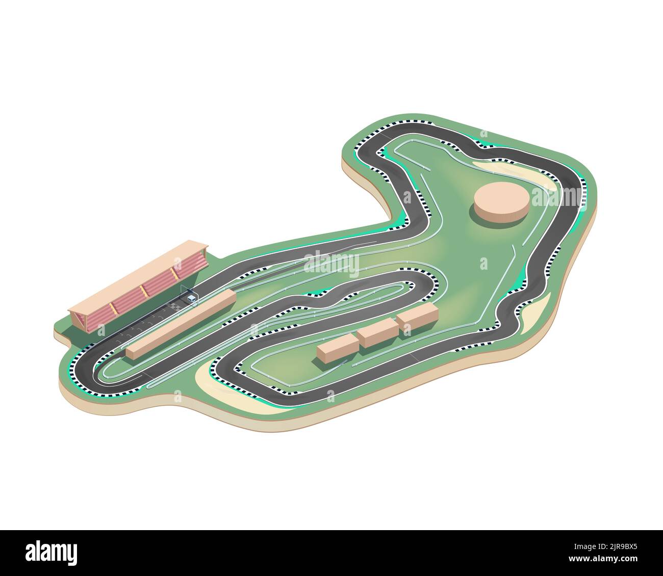 Vector illustration of an isometric racing track is isolated on a white ...