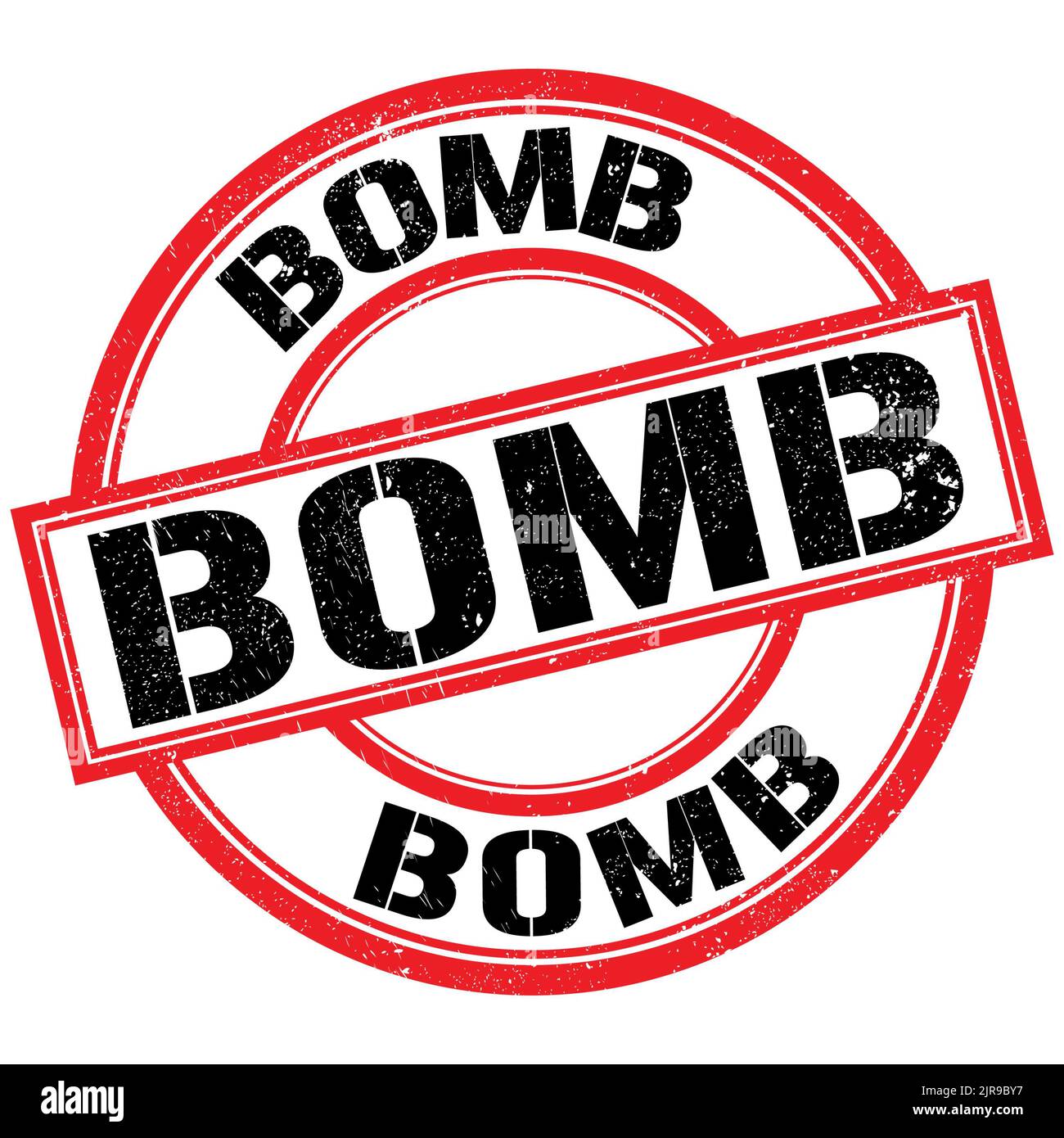 BOMB text written on red-black round stamp sign Stock Photo - Alamy