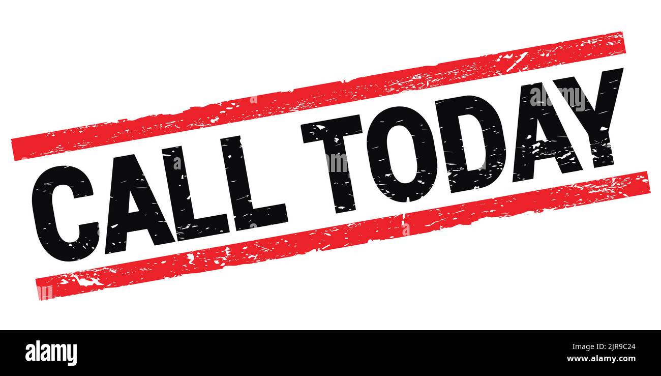 CALL TODAY text written on black-red rectangle stamp sign Stock Photo ...