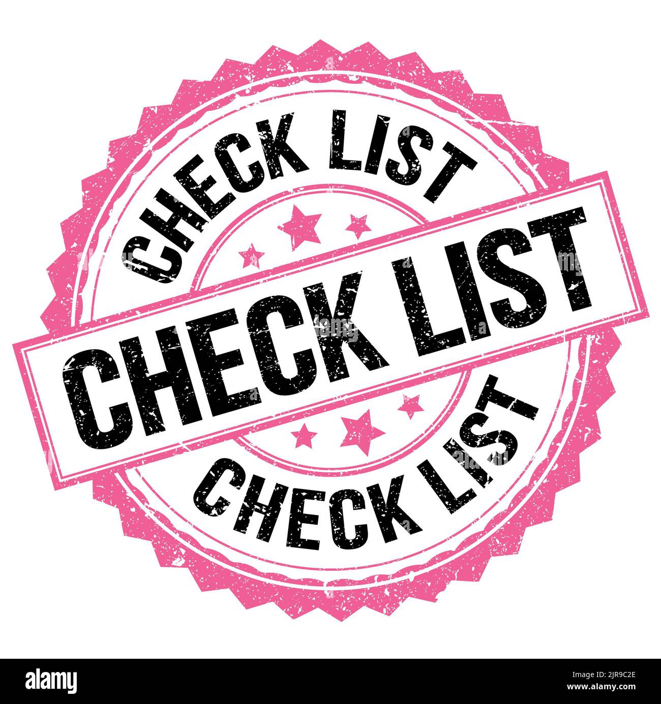 CHECK LIST text written on pink-black round stamp sign Stock Photo - Alamy