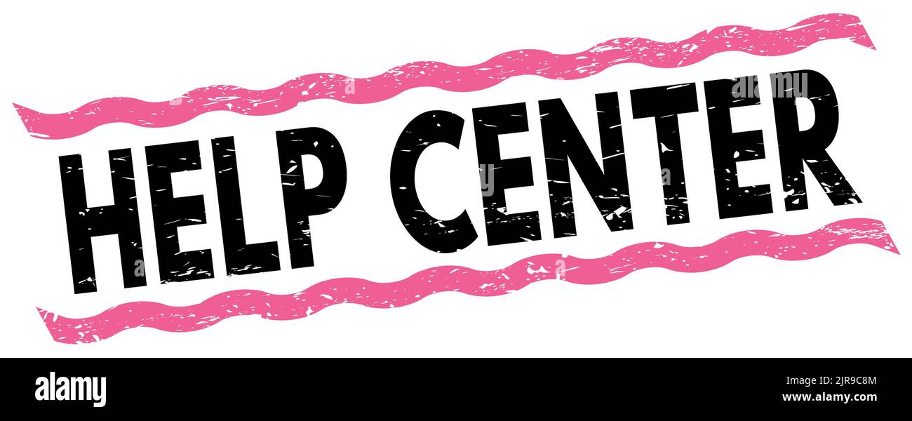 HELP CENTER text written on pink-black lines stamp sign Stock Photo - Alamy