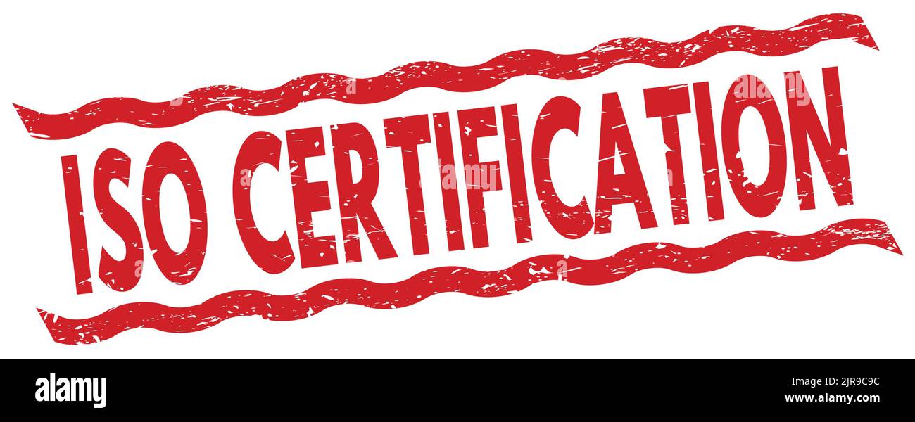 ISO CERTIFICATION text written on red lines stamp sign Stock Photo - Alamy