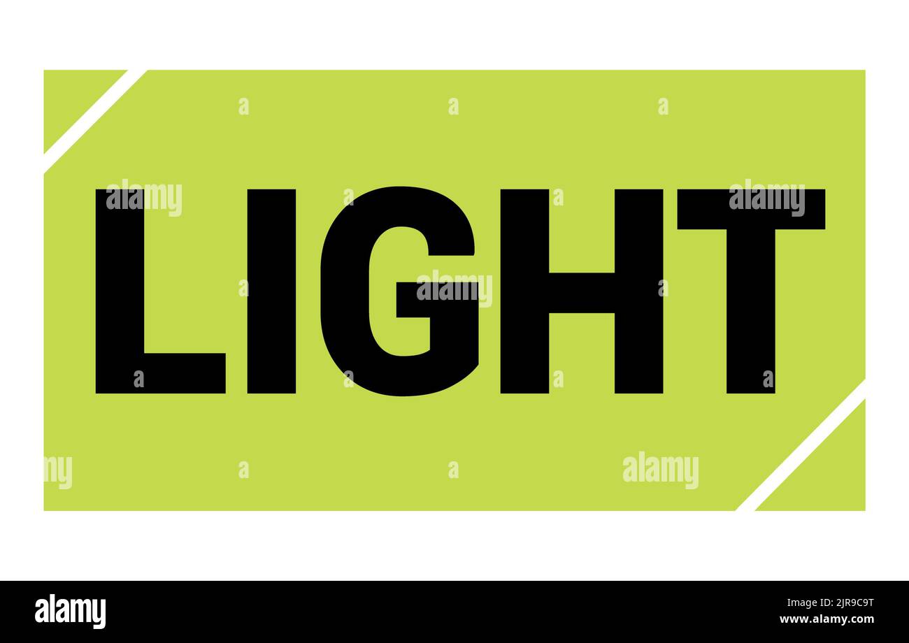 LIGHT text written on green-black rectangle stamp sign Stock Photo - Alamy